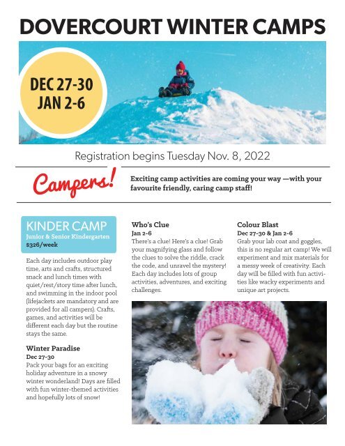 Dovercourt winter holiday camps 2022-23