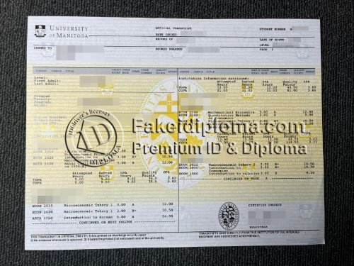 University of Manitoba Academic transcript