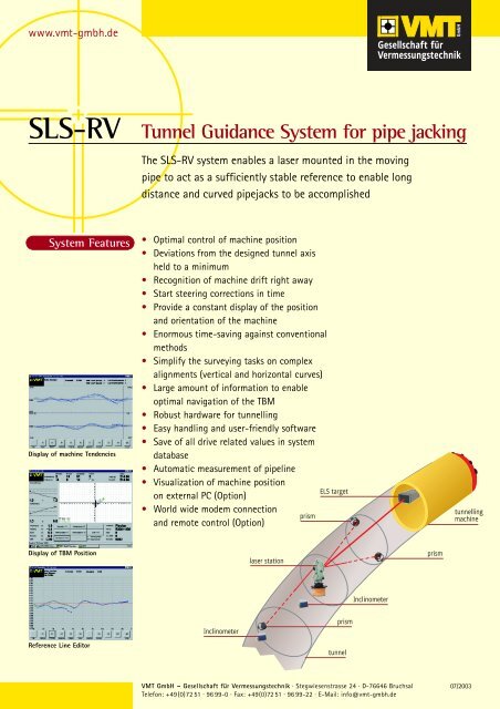 SLS-RV Tunnel Guidance System for pipe jacking
