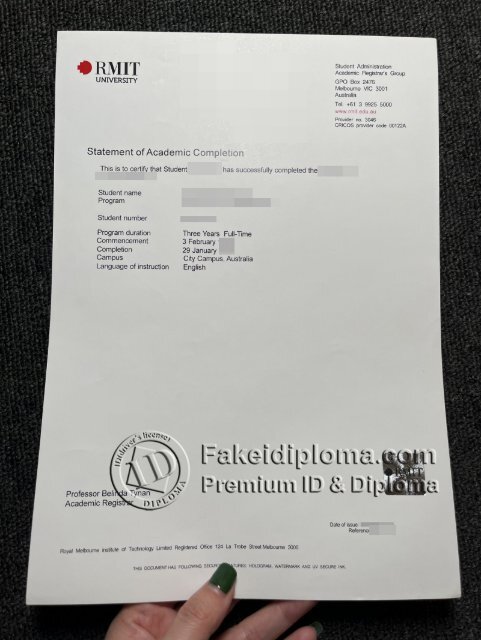 Fake RMIT University academic completion