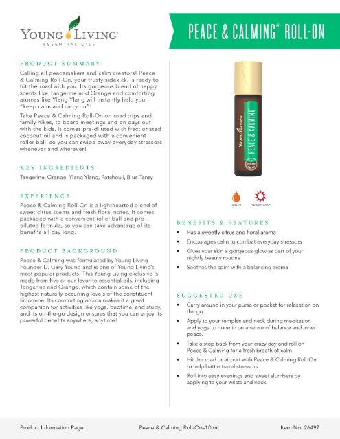 Peace & Calming Roll-On Product Information Page Peace & Calming Roll-On Product Information Page
