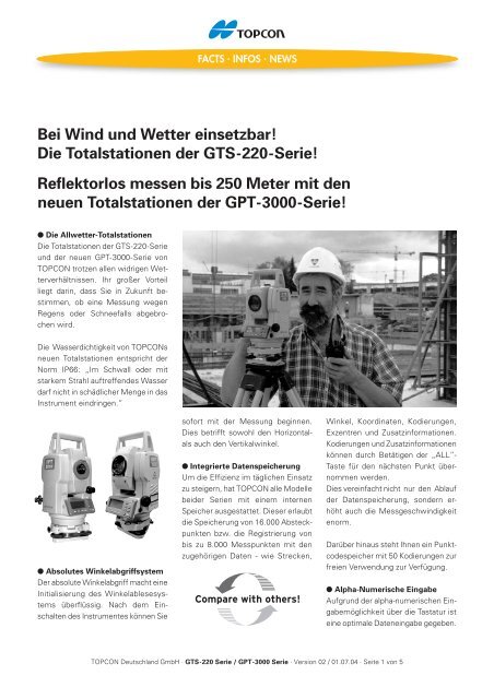 Die Totalstationen der GTS-220-Serie!