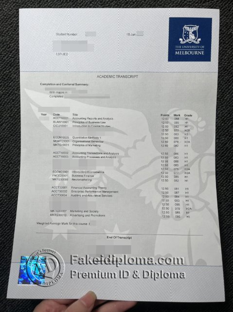 The University of Melbourne transcript