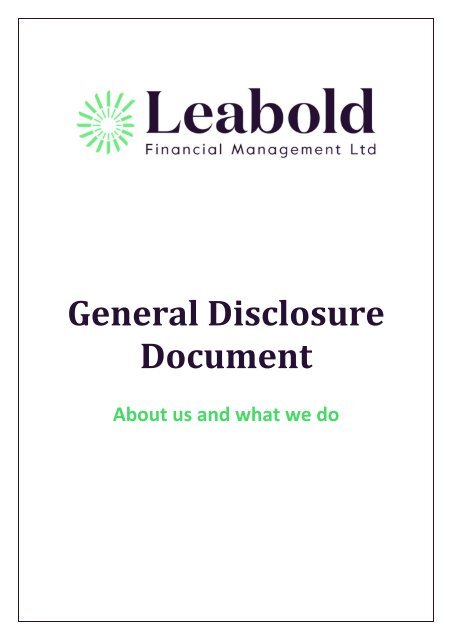 General Disclosure Document