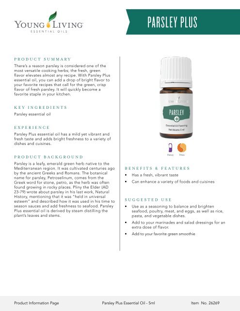 Parsley Plus Product Information Page