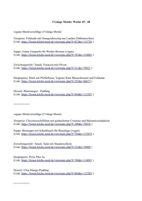 5 Gänge Menüs: Woche 45