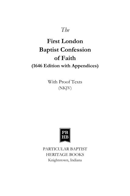 Sample First London Confession of Faith