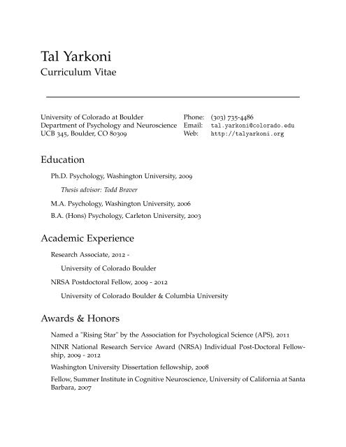 cv - Tal Yarkoni