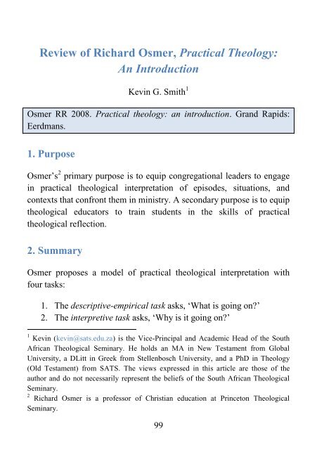 Review of Richard Osmer, Practical Theology: An Introduction