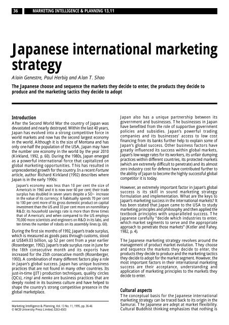 Japanese international marketing strategy