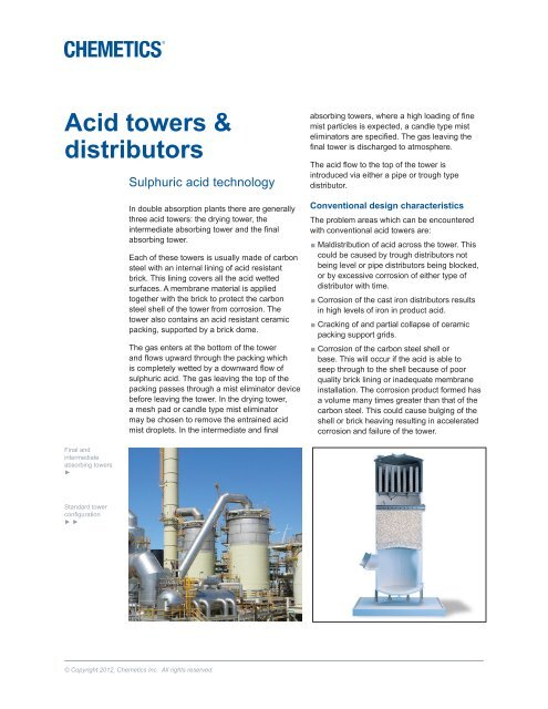 Acid towers & distributors - Jacobs Engineering