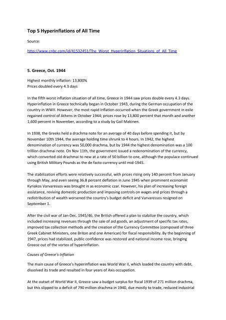 Top 5 Hyperinflations of All Time - Karl Whelan