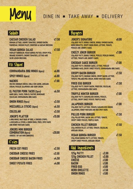 A4 JOKER BOX MENU ON LINE