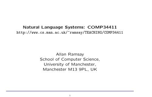 Course Notes - Computer Science - University of Manchester