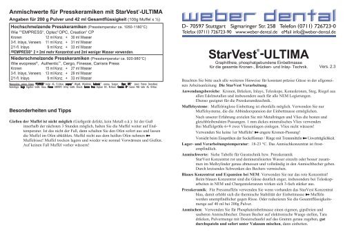 StarVest®-ULTIMA - Weber Dental