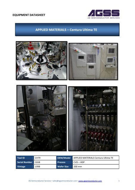 APPLIED MATERIALS – Centura Ultima TE - AG Semiconductor ...