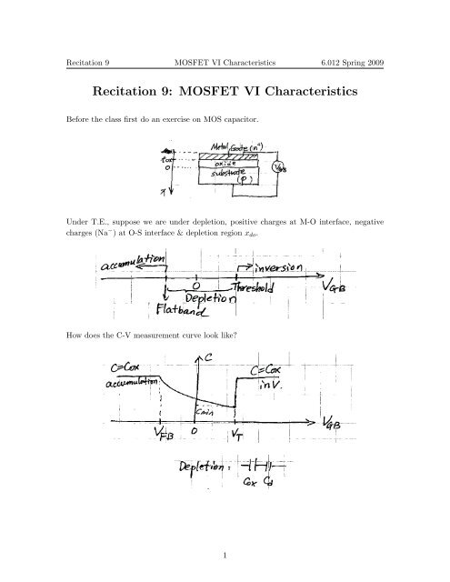 MOSFET VI Characteristics - MIT OpenCourseWare