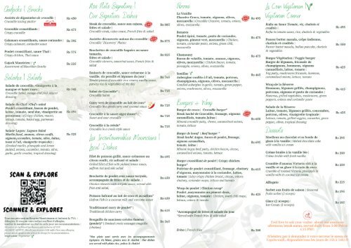 Le Crocodile Affamé Restaurant Menu