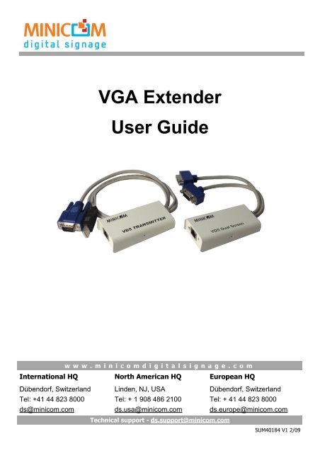 VGA Extender User Guide - Minicom Digital Signage