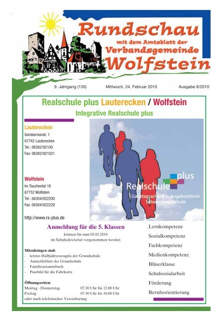 Realschule plus Lauterecken / Wolfstein - Verbandsgemeinde ...