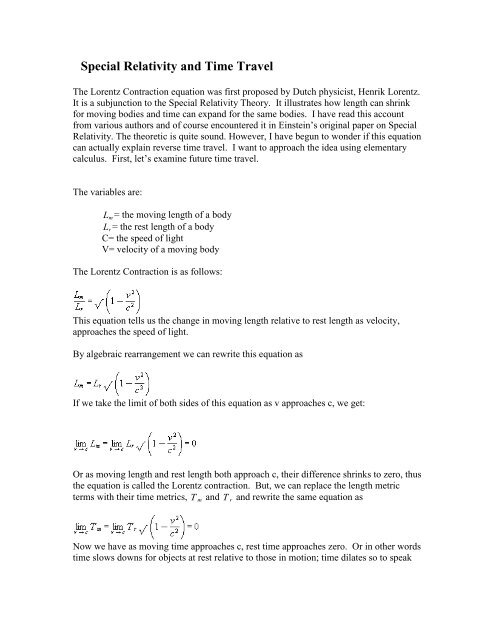 Special Relativity and Time Travel