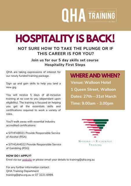 Hospitality First Steps
