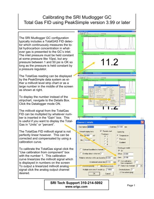 Calibrating the SRI Mudlogger GC Total Gas FID using PeakSimple ...