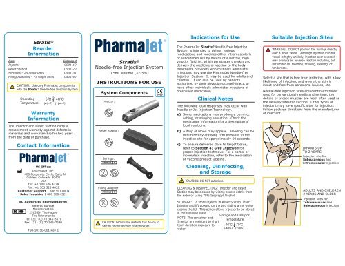 Instructions For Use - PharmaJet