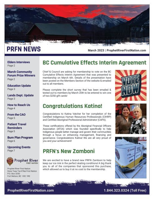 Prophet River First Nation News - 2023-03