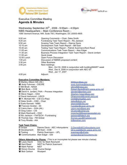 NBIMS Executive Committee Meeting Agenda and Minutes ...