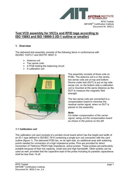 Test VCD assembly for Viccs and RFID tags according to ISO ...
