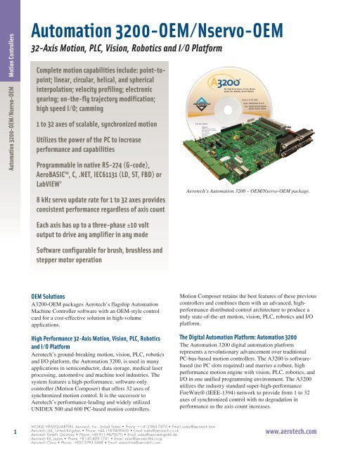 A3200-OEM_Nservo–OEM_11 Motion Controllers.qxd - Aerotech Inc.