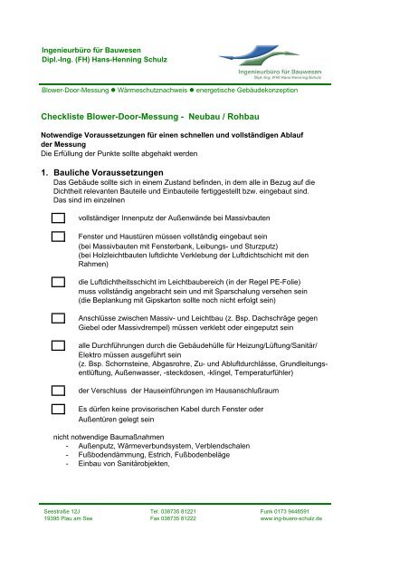 Checkliste Blower-Door-Messung - Ing-Buero-Schulz.de