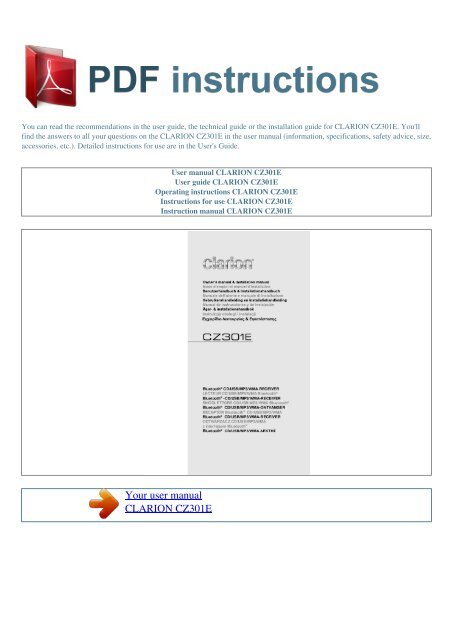User manual CLARION CZ301E