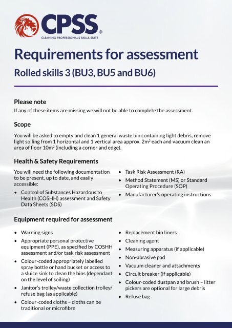 RS3 – Requirements for assessment