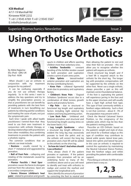 1, 2, 3 Using Orthotics Made Easy: When To Use ... - ICB Medical