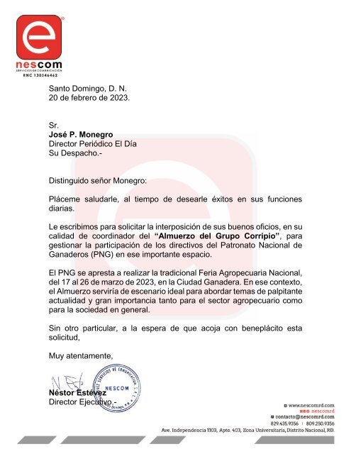 Carta del general Ramiro Matos González a la Academia Dominicana de ...