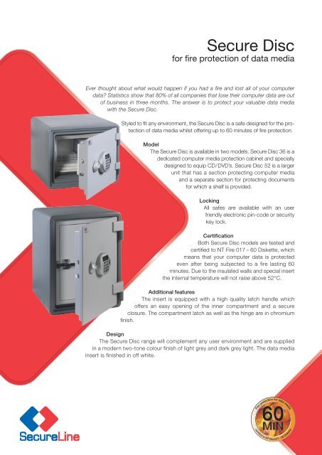 Secure Disc Data Media Fire Protection Safe Brochure - SecureLine ...