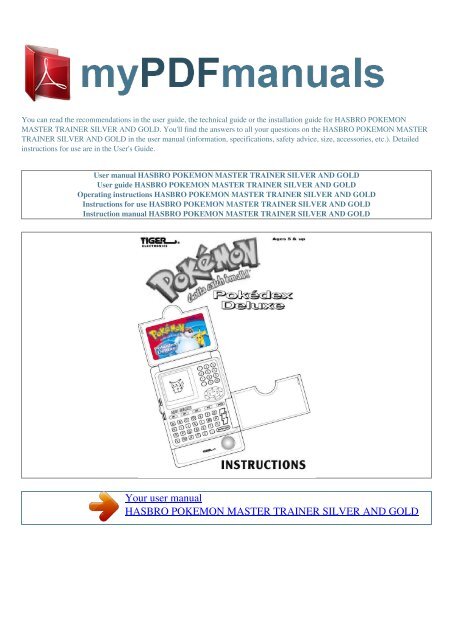 pokemon master trainer silver and gold - MY PDF MANUALS