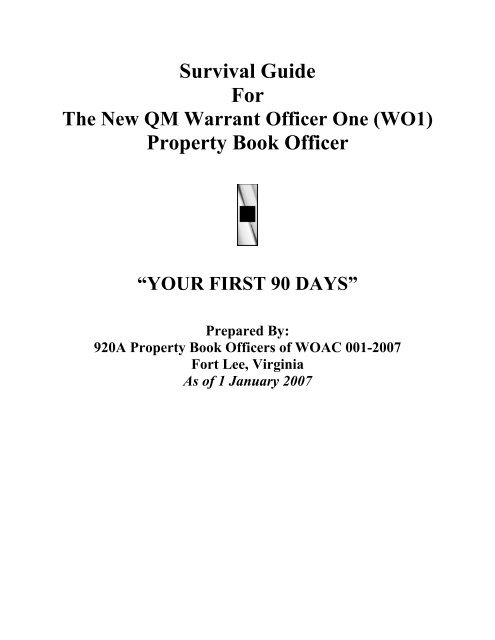 Survival Guide For Property Book Officer - Quartermaster School ...