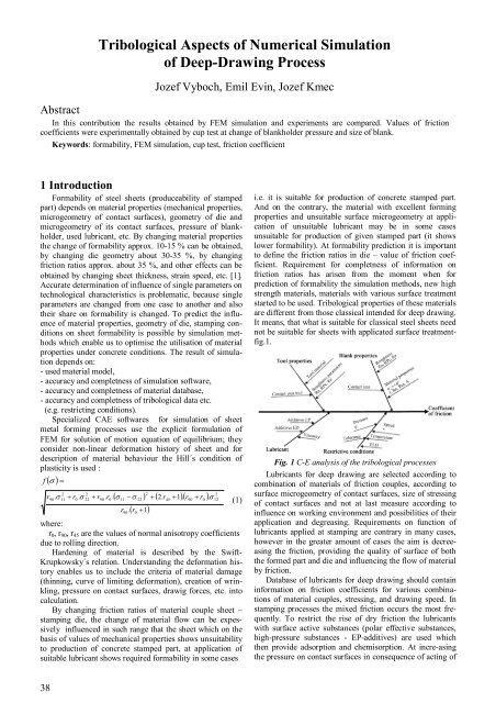 Tribological Aspects of Numerical Simulation of Deep-Drawing ...