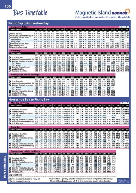 106 Bus Timetable Picnic