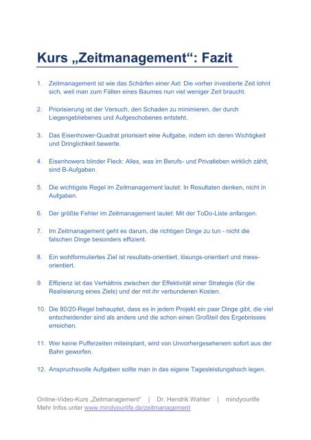 Zeitmanagement_Fazit