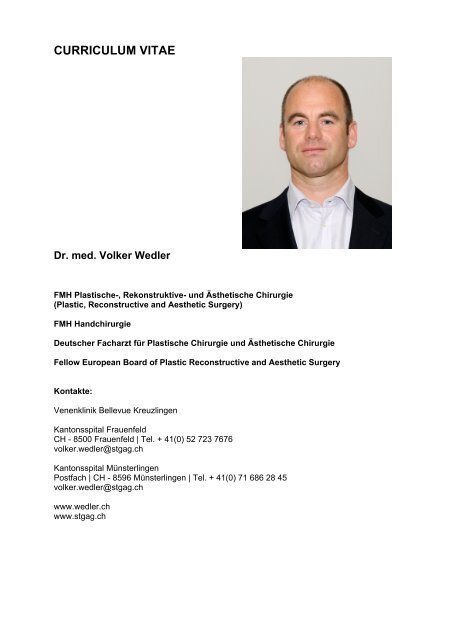 CURRICULUM VITAE - Berit Klinik, Niederteufen