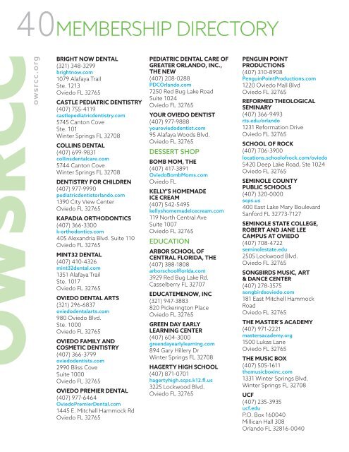 40 MEMBERSHIP DIRECTORY o