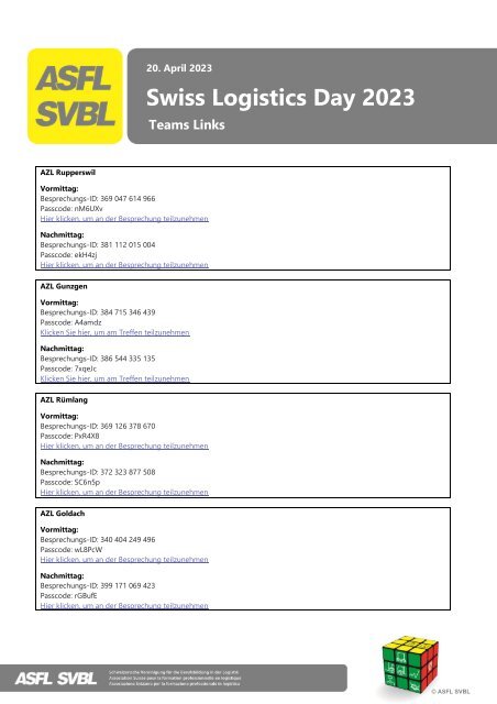 Teams Links Swiss Logistics Day 2023