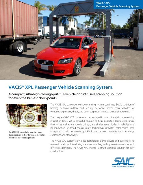 VACIS® XPL Passenger Vehicle Scanning System.