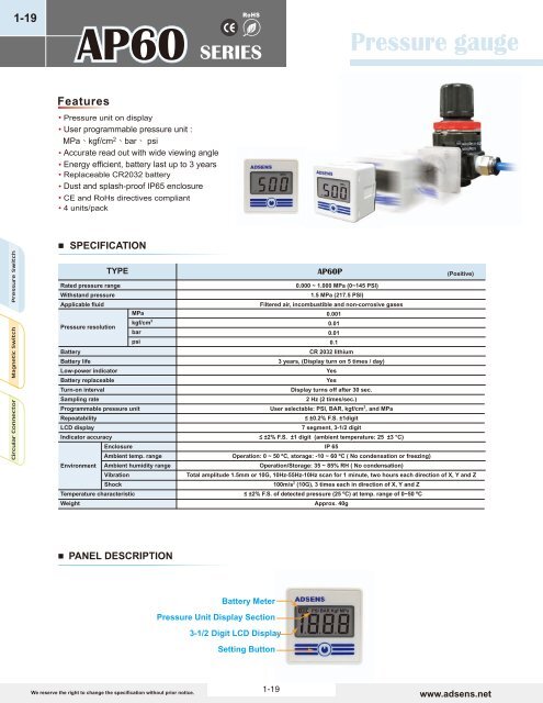 SERIES Pressure gauge - adsens.net