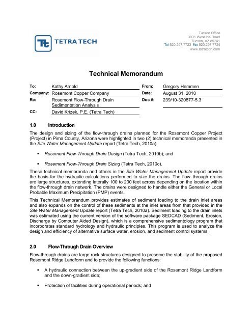 Technical Memorandum - RosemontEIS