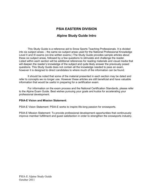 Alpine Study Guide - PSIA/AASI Eastern Division